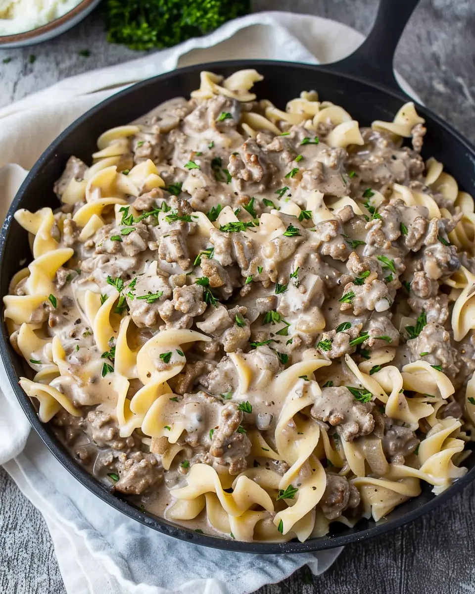 creamy ground beef stroganoff